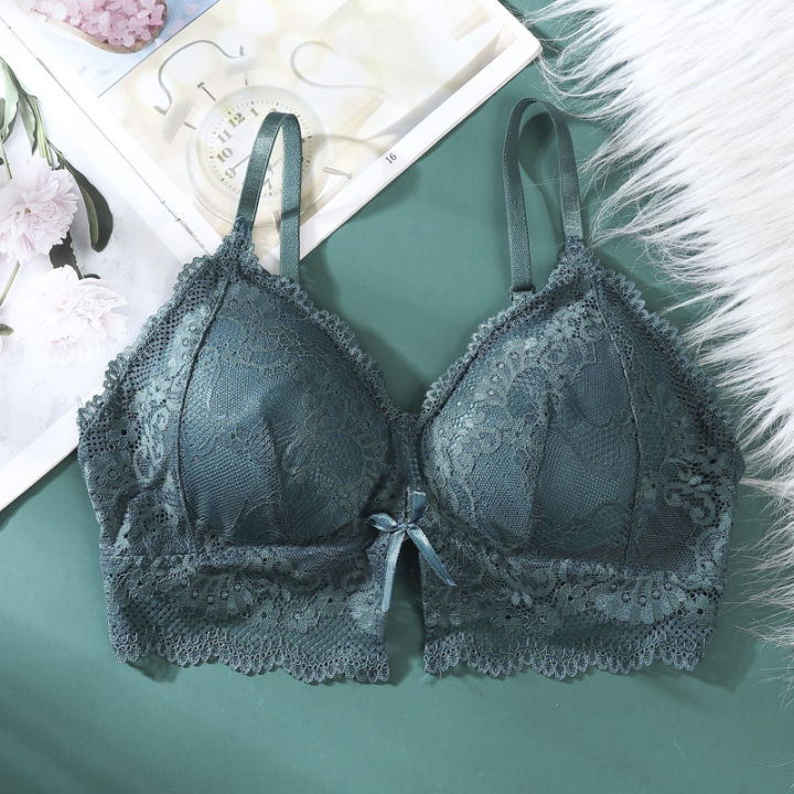 Women Beautiful Lace Hollow Bra Suit Seamless Transparent Wire Free ...