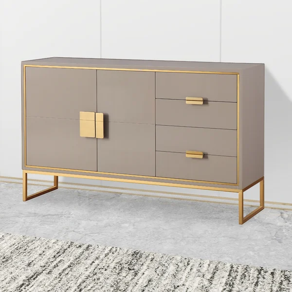 Modernistic Champagne Sideboard Cabinet with Doors and Drawers ...