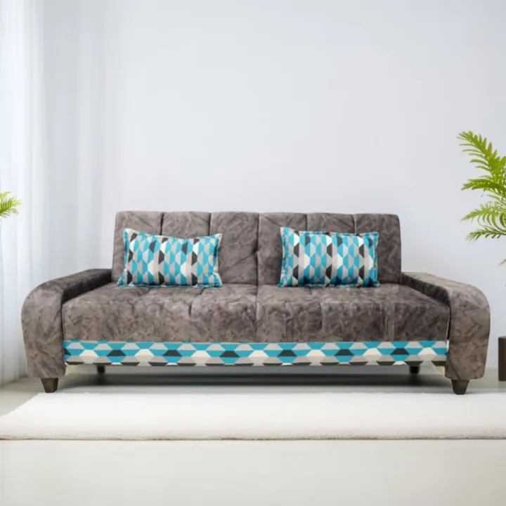 Sofa Combed 3 Seater Black Valvet Zigzag Contrust Stylish Design Colour ...
