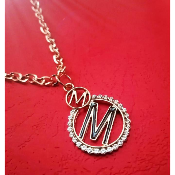 Round Golden Double Alphabet M Locket For Girls & Women | Daraz.pk