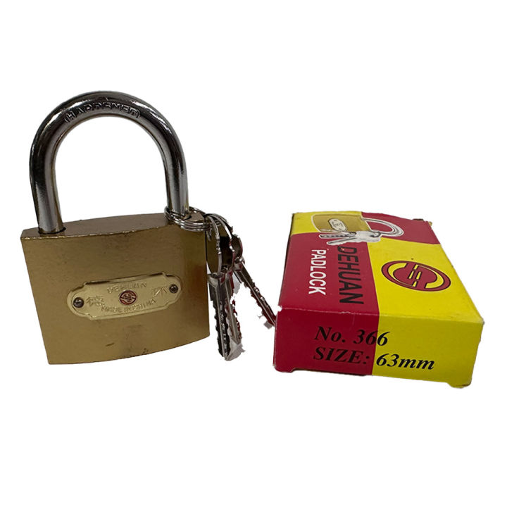 Tri-Cane Padlock Cross Lock heavy-Duty Gold Finish Lock with 3 Keys ...