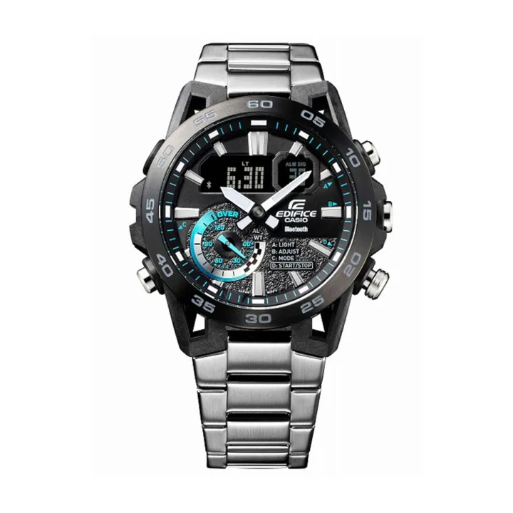 Casio Edifice Mens Black Stainless Steel Case Round Analog+Digital ...