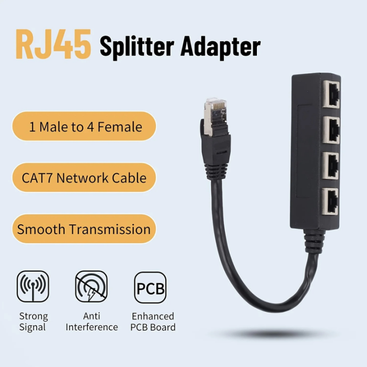 RJ45 Ethernet cable adapter extension cable one in four network cable ...