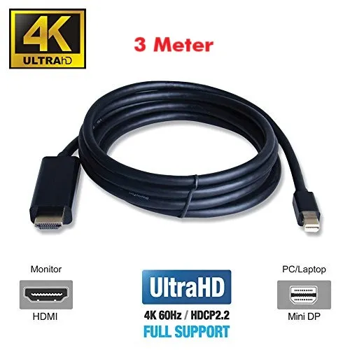 4K Mini DP to HDMI Cable Mini Displayport to HDMI Cable, 3 Meter, for ...