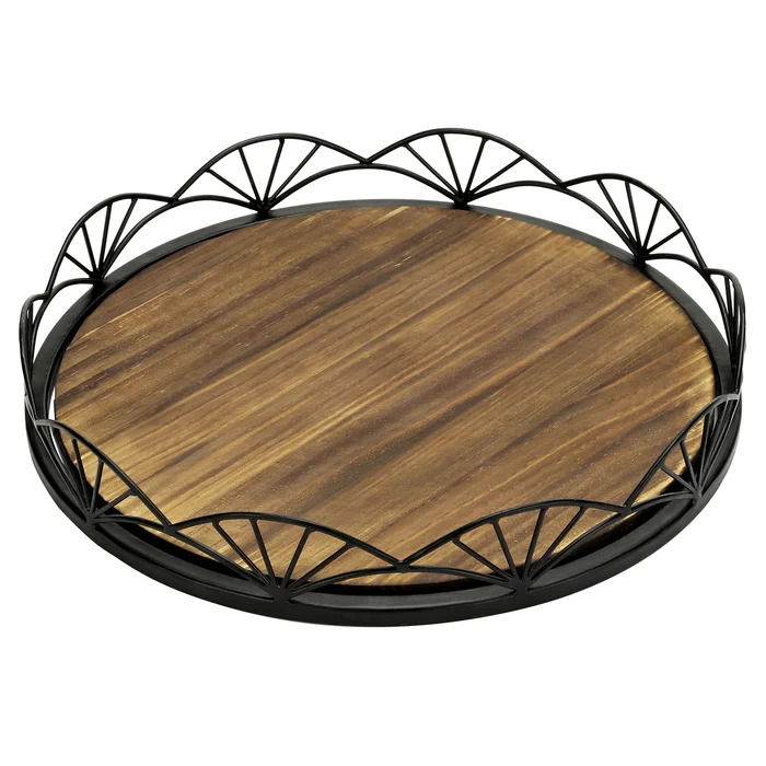Dark wood serving tray store