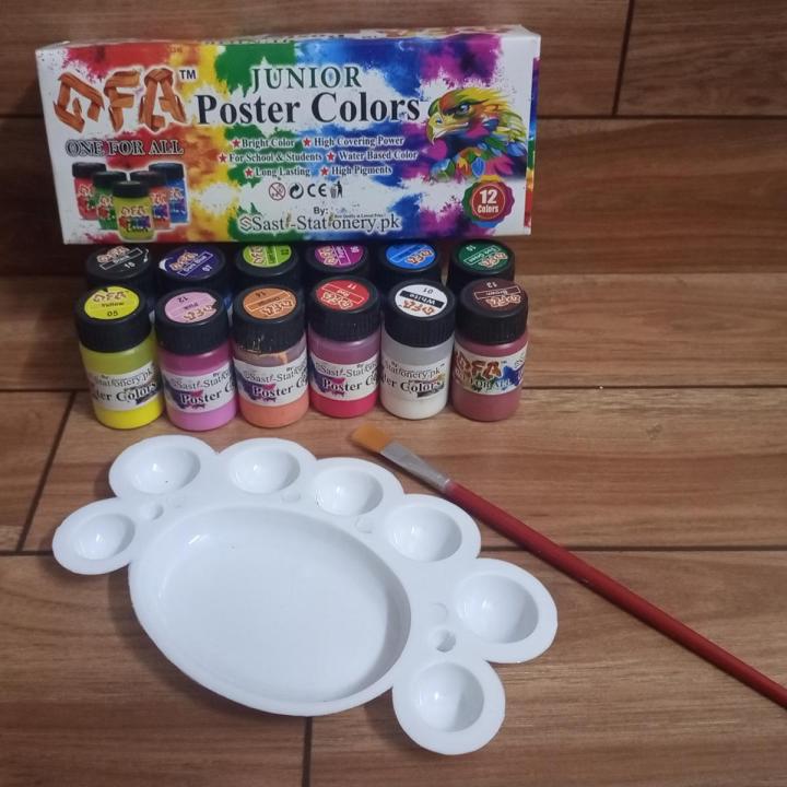 Packet of 12 Poster Colors + 1 Brush +1 Mixing Tray / 12 Face Paints ...