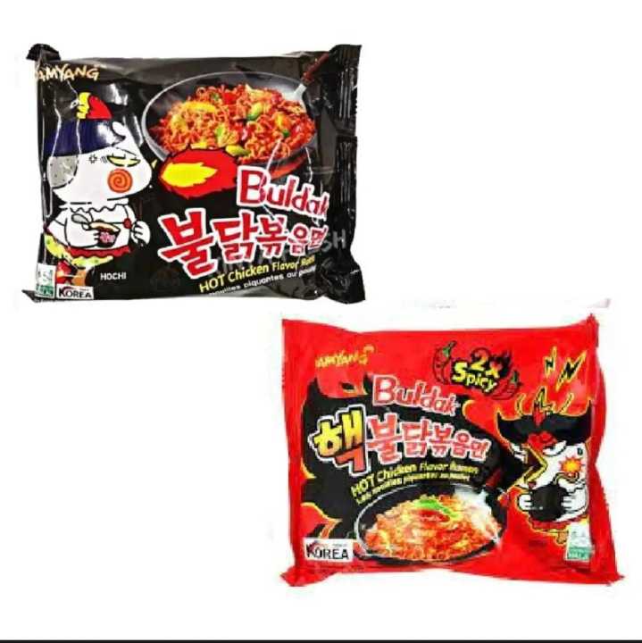 KOREAN RAMEN NOODLE PACK OF 2 (RED-BLACK) |1 RED 2X SPICY + 1BLACK HOT ...