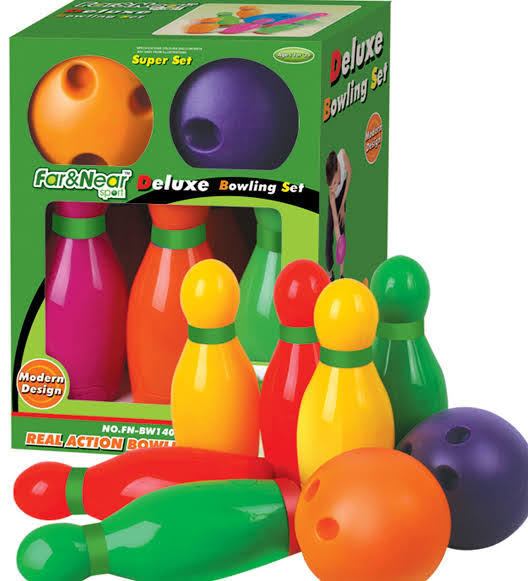 bowling game for kids - indoor activity playing - 6 bowling pins 2 ...