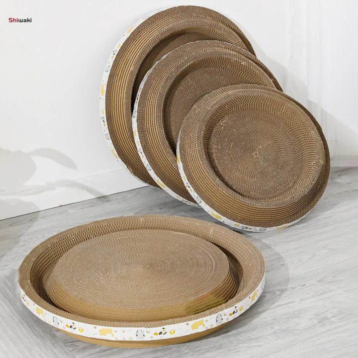 Round Cardboard Cat Scratcher Bed Couch Training Toy Rest Playing Pets ...
