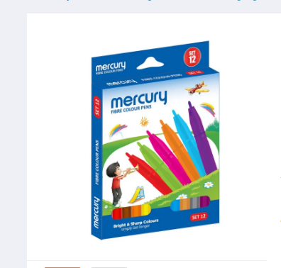 Mercury Color Marker Set Fibre Tip (12 Different Colors) | Daraz.pk