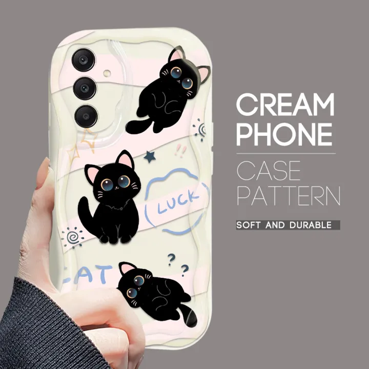 BILI for Samsung A15 A15 5G Back Cover Sapphire Eyes Cat Pattern Cream ...