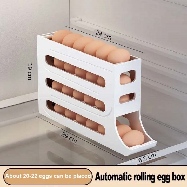 4-Tier Tilted Design Egg Storage Rack,Automatic Egg Rolling Dispenser ...