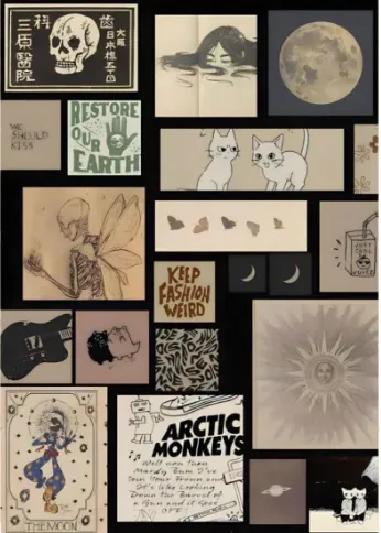 Black Aesthetic Journaling Sticker Sheet - Aesthetic Uncut Sticker ...