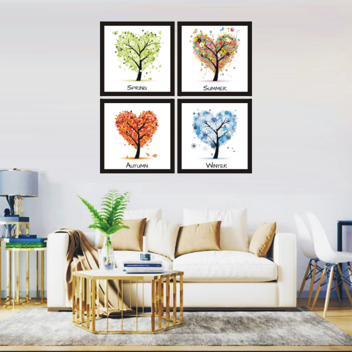4 Seasons Tree Illustrations with Set of 4 pictures frames, Digital ...