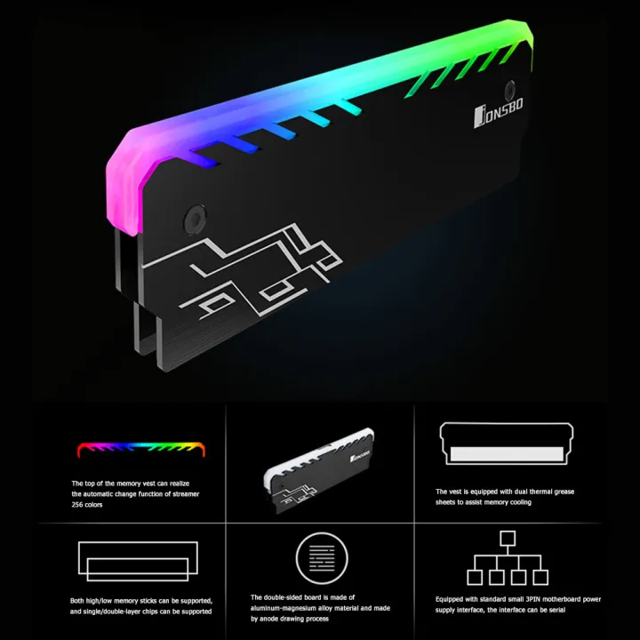 Rgb Ram Heatsink Ddr Ddr3 Ddr4 Memory Cooling Heat Spreader For Desk