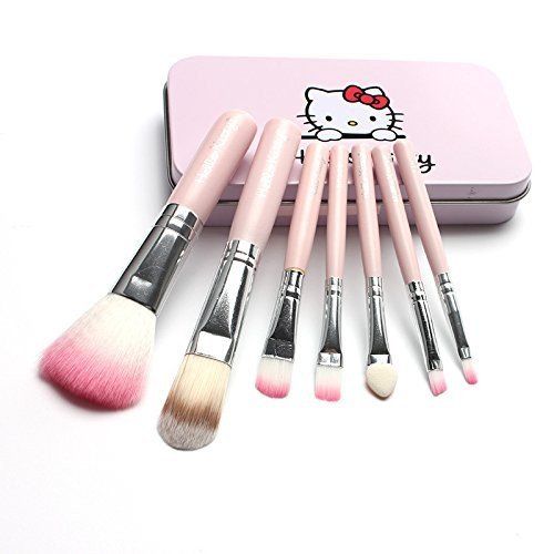 Hello Kitty Set of 7 Pieces Complete Makeup Mini Brush Kit with Storage ...