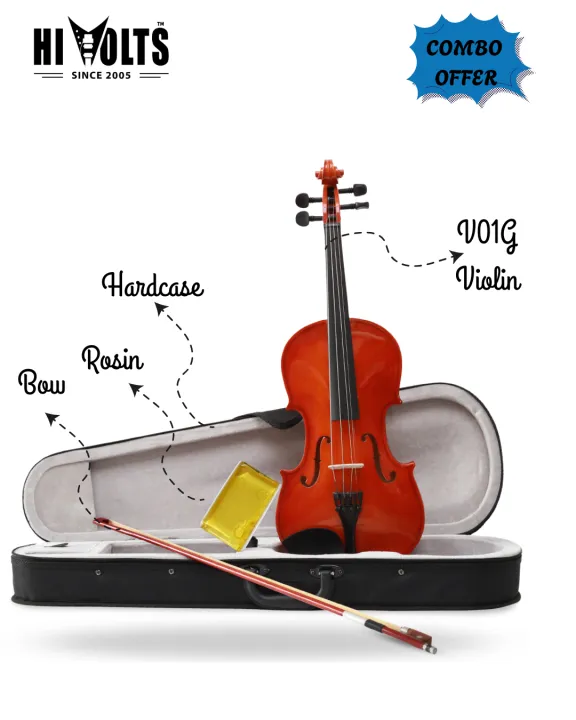 VIOLIN 4/4 HI VOLTS V01G Beginner Level with Bow & Case | Daraz.pk