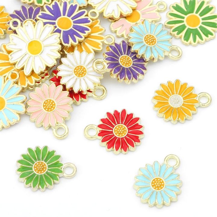 5Pcs Flower Daisy Alloy Charms – Alloy Pendants for DIY Jewelry Making ...