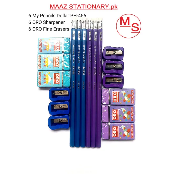 Good 6 Pencils, 6 Sharpeners, 6 Erasers Good School Deal For New Child ...