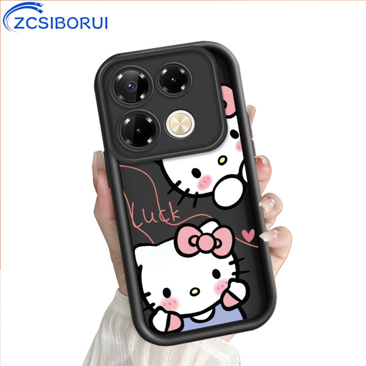 ZCSIBORUI for Infinix Note 40 Pro Back Cover Cartoon Cute Shy Hello ...