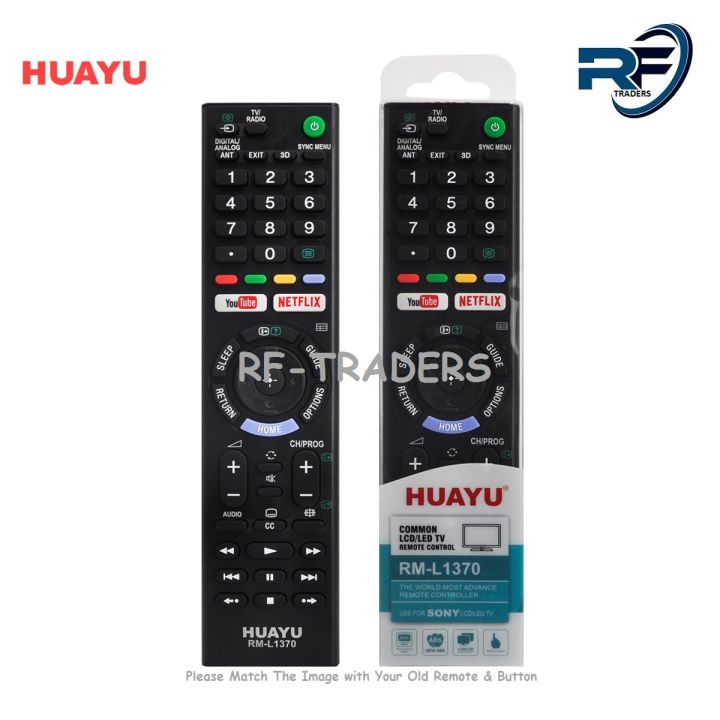 SONY Smart Android LCD & LED TV Remote Control with YouTub & ntflex Button Huayu RM-L1370 | Daraz.pk