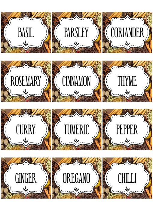 Printed Spice Jar label Stickers for Kitchen jar Labeling 12 pcs | Daraz.pk