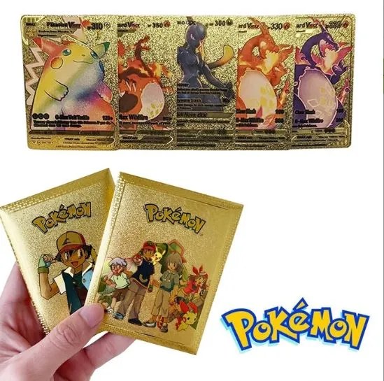 Pokemon Cards -55 pcs pack Gold, Silver & Multicolor Foil Cards Anime ...