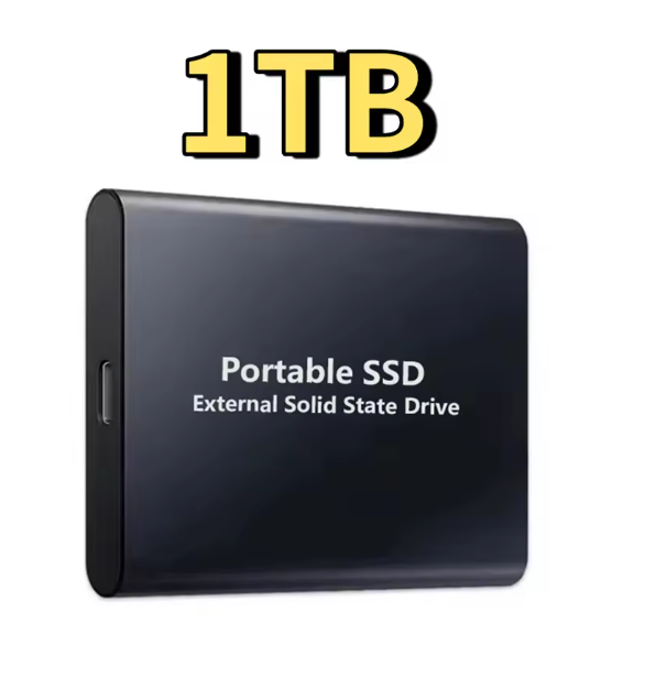 1TB External SSD – Ultra-Fast Portable Solid State Drive with USB 3.0/Type-C, Shockproof Design ...