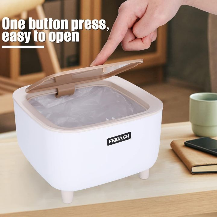 Mini SQUARE Dustbin with Lid | Compact Tabletop Trash Can for Desk ...