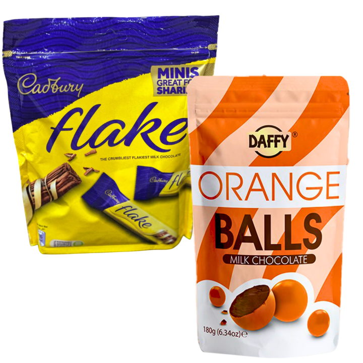 🍫 Cadbury Flake Minis Milk Chocolate Bars 159.5g + Daffy Orange Milk ...