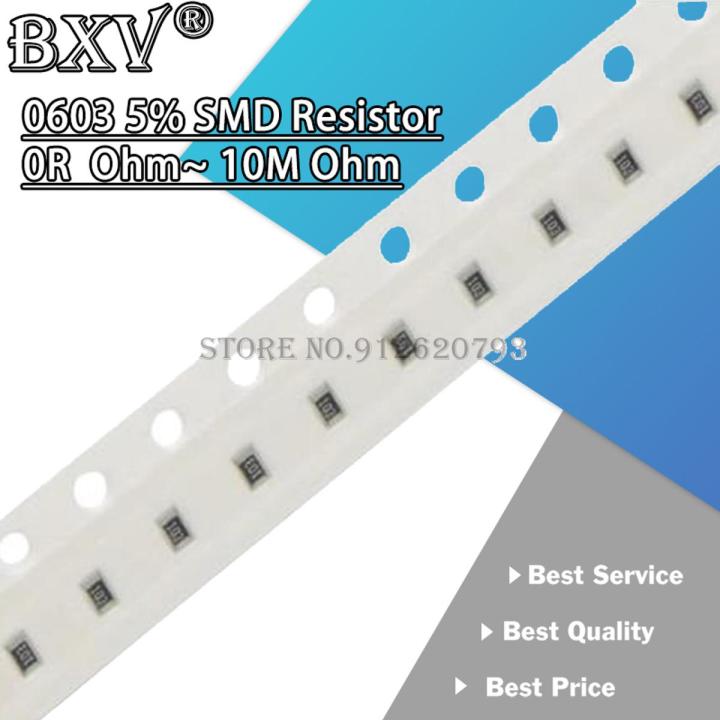 100PCS 0603 5% SMD Resistor 0R ~ 10M 1/10W 0 1 10 100 150 220 330 470 Ohm 1K 2.2K 10K 100K 1M 0R ...