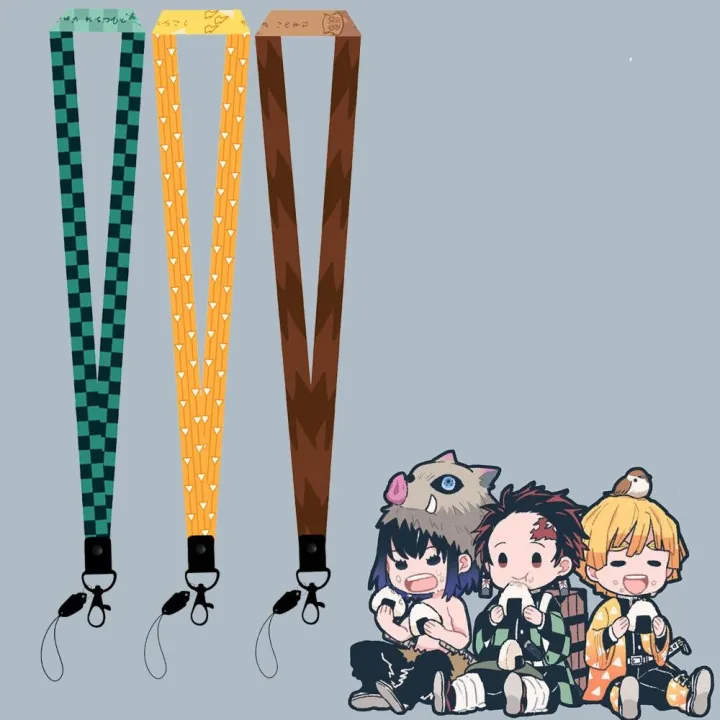 Men Neck Strap Lanyard Kimetsu Anime Demon Slayer Hanging Keychains ...