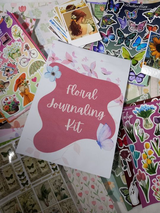 Floral Journaling Kit - 20 pcs UNCUT sticker sheets (A6 size), 60 pcs ...