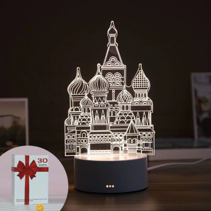 Hot Sale New 3 Color The Castle Night Light LED Bedroom Bedside Lamp ...