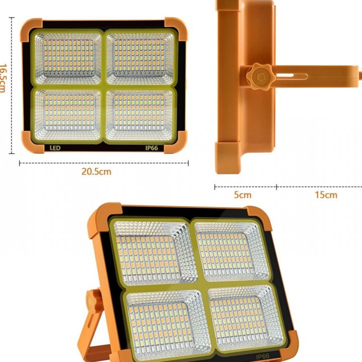 Solar Panel LED Flood Light 100W Emergency Portable Light & Power Bank ...