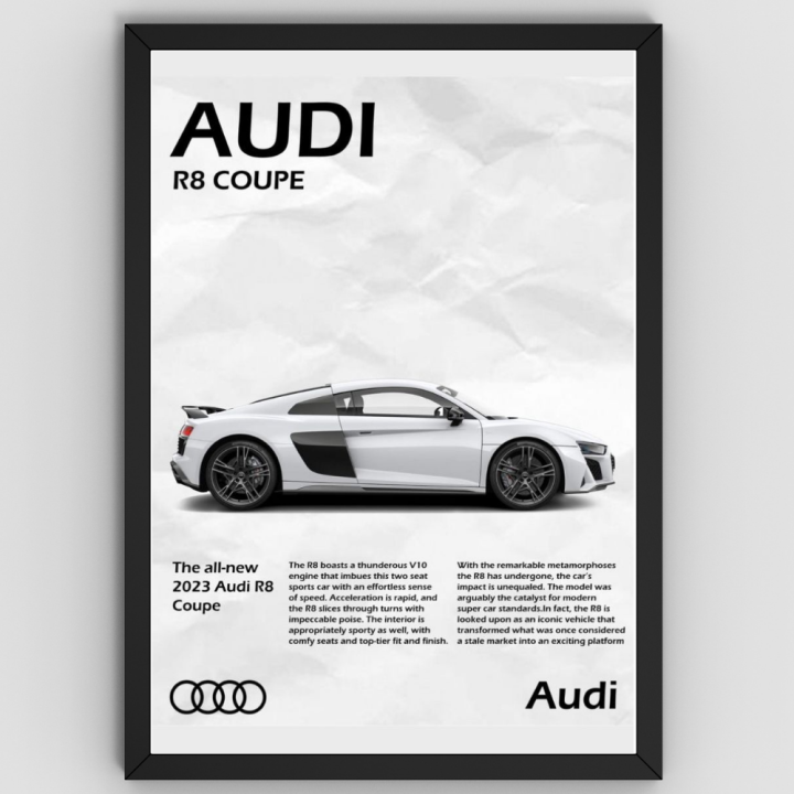 Audi R8 Coupe White Poster – Luxury Sports Car Wall Art | Elegant ...