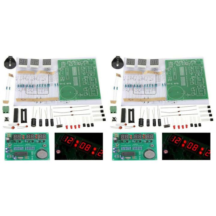 XHHDQES 2 set AT89C2051 6 Digital LED Display Electronic Clock DIY Kit ...
