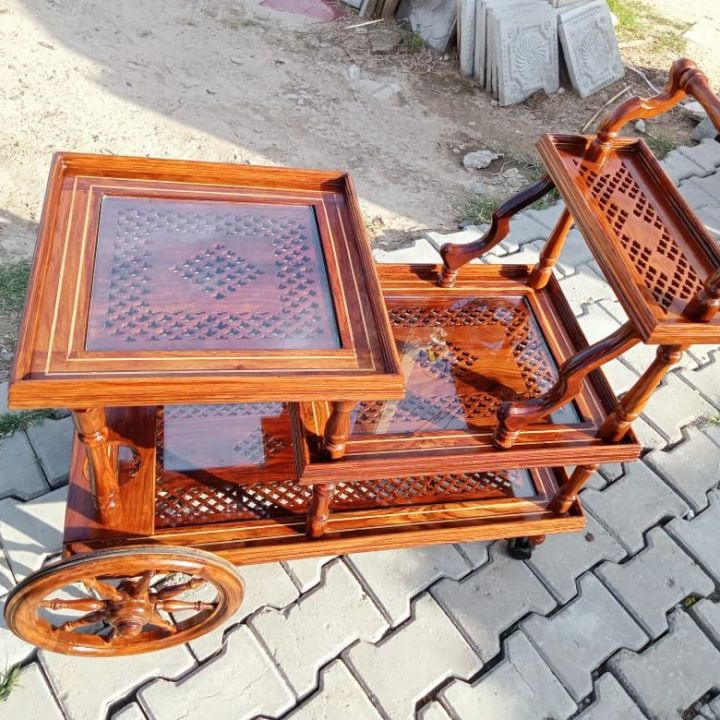Wooden Tea Trolley Munawwat 4 steps Made with Pure Sheesham wood | Daraz.pk
