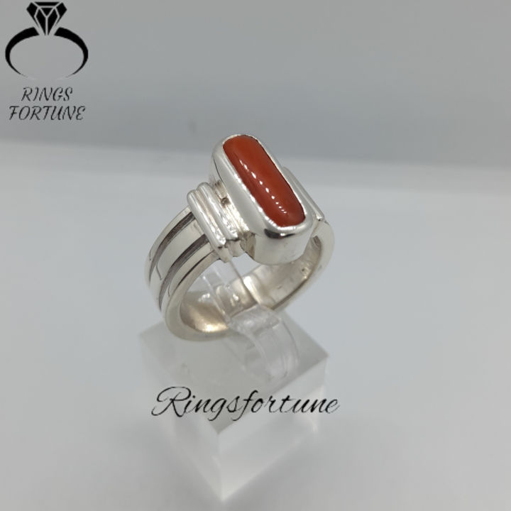 Natural Marjan Gemstone Ring , Coral Marjan Stone Ring , 925 Silver ...