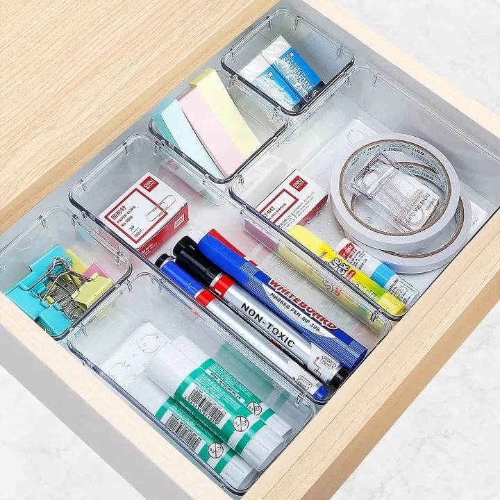 Large Clear Acrylic Drawer Organizer Set – Plastic Storage Trays for ...