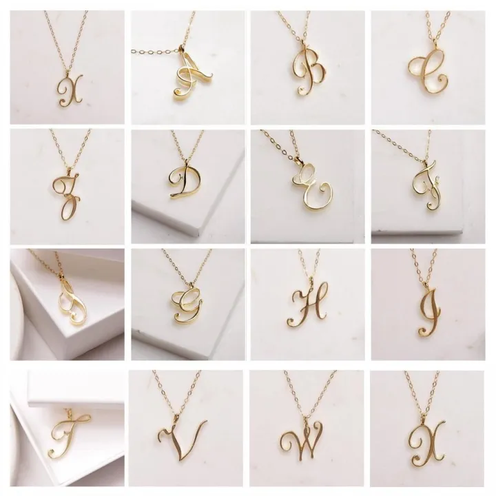 Fashion Exaggerated Gold Plated Minimalist Luxury Cursive Alphabet ...