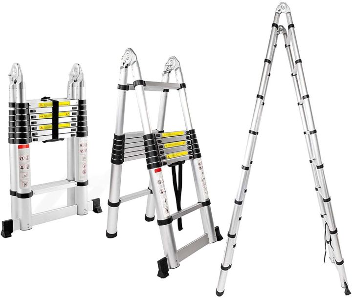 Heavy Duty 16.5FT Adjustable Smarty Double Telescopic ladder and Dual ...