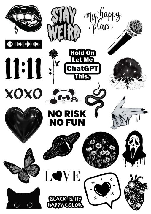 Black Aesthetic Stickers Dark Theme Stickers Black Heart Stickers 25 ...