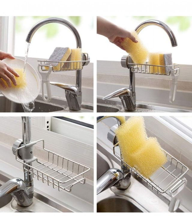 1 Layers Sink Caddy Stainless Steel Rust Free Sponge Dish Washing ...