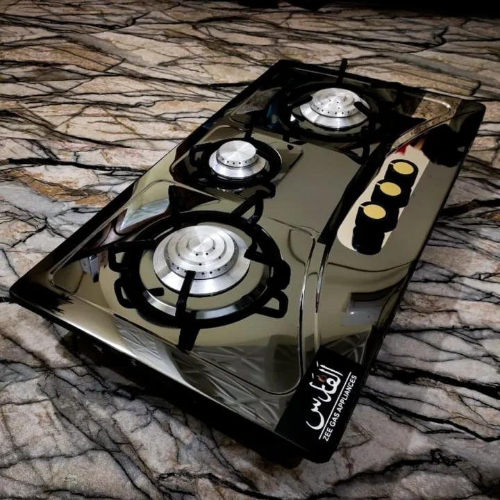 Zee 3 Burner Stainless Steel Hob STOVE With Heat Protector (Color of ...