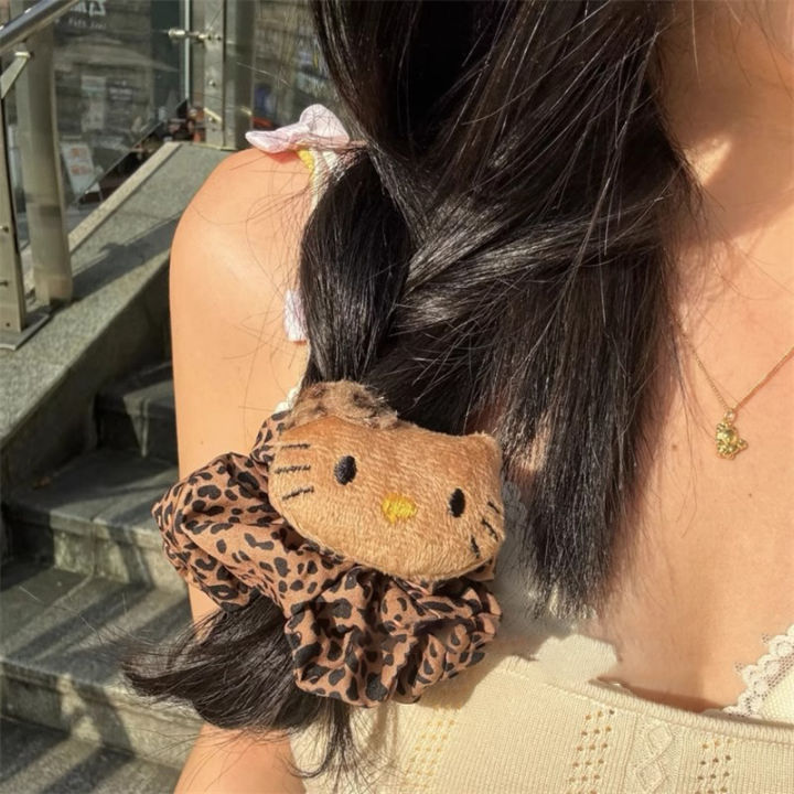 Sanrio Hello Kitty Hair Ties Cute Anime Cartoon Girls Y2k Leopard Hair ...