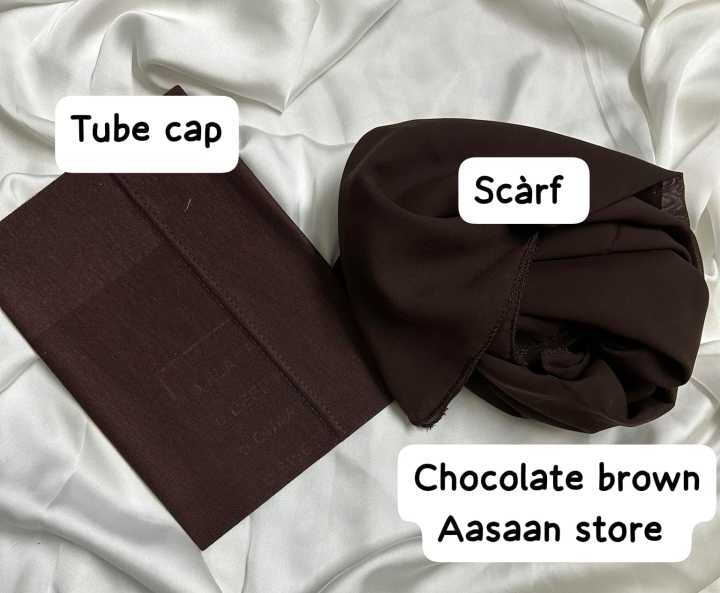 Chiffon Georgette Hijab Scarf Plus Tube Cap stoller for girls Shades ...