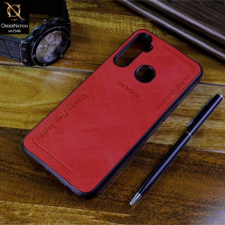 Realme 5s - Red - Dstone New Design Jeans Texture Leather Soft Case ...