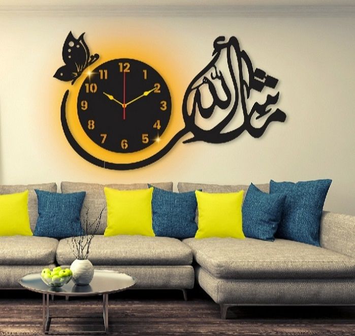 MASHALLAH Wall Clock | New 3D Wooden Wall Clock | Daraz.pk