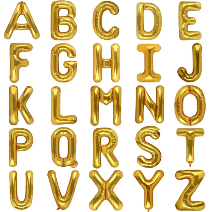 A-Z 16" Alphabet Foil Balloons | Alphabet Foil Balloons in Golden Color ...